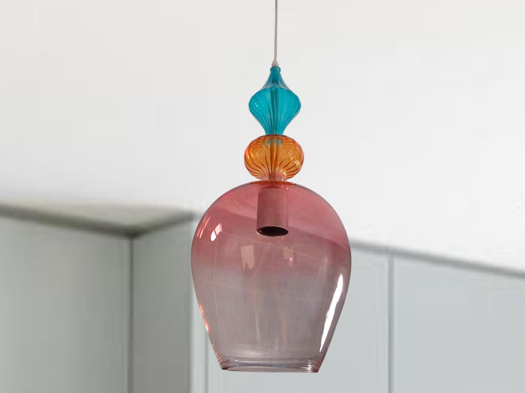 Blown Glass Pendant Light - Kitchen Island Ceiling Light - Pendant ...