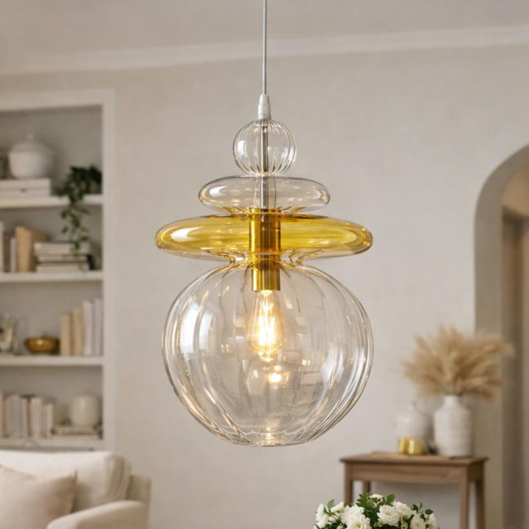 Blown Glass Pendant Light | Ceiling Light Fixture | Kitchen Pendant ...