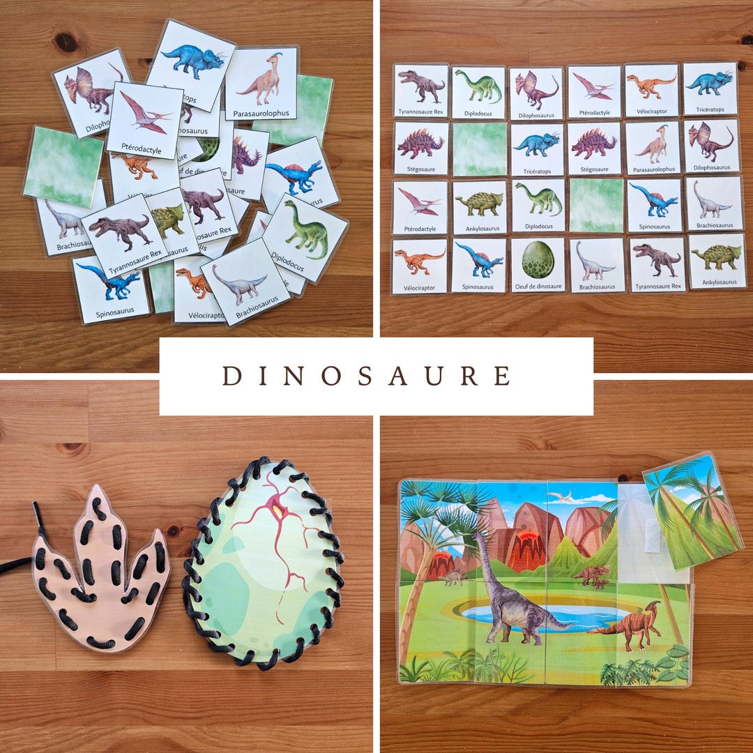 Dinosaurs, Memory Game, Puzzle and Dinosaur Lacing Game - Etsy
