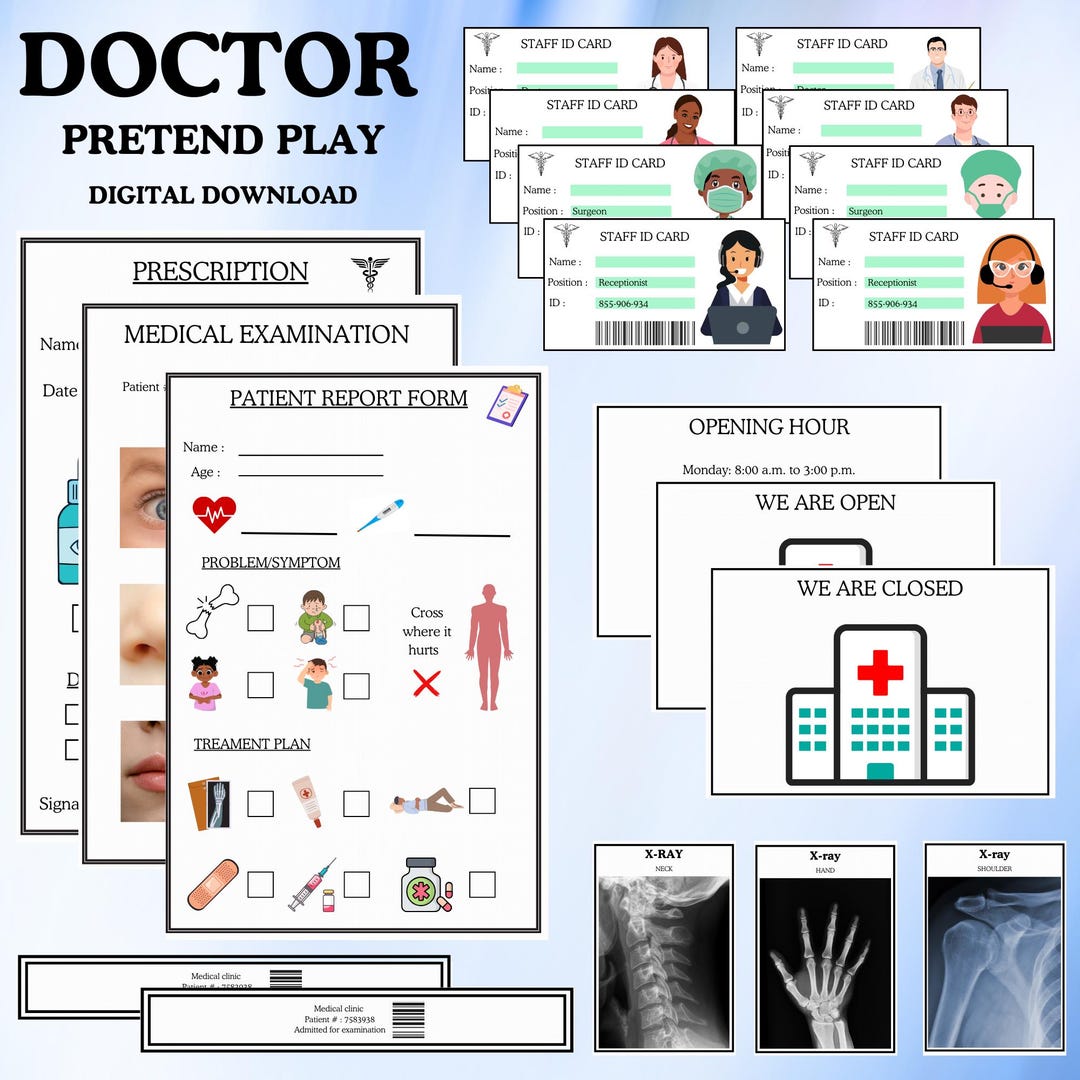 Doctor Pretend Play Printable, Doctor Office Dramatic Play, Digital ...
