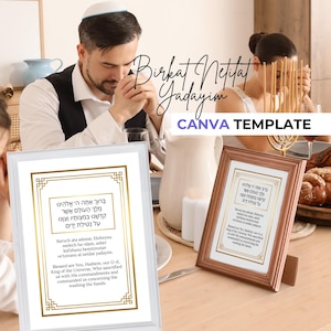 Netilat Yadayim Sign Hand Washing Blessing, Washing of Hands Jewish ...