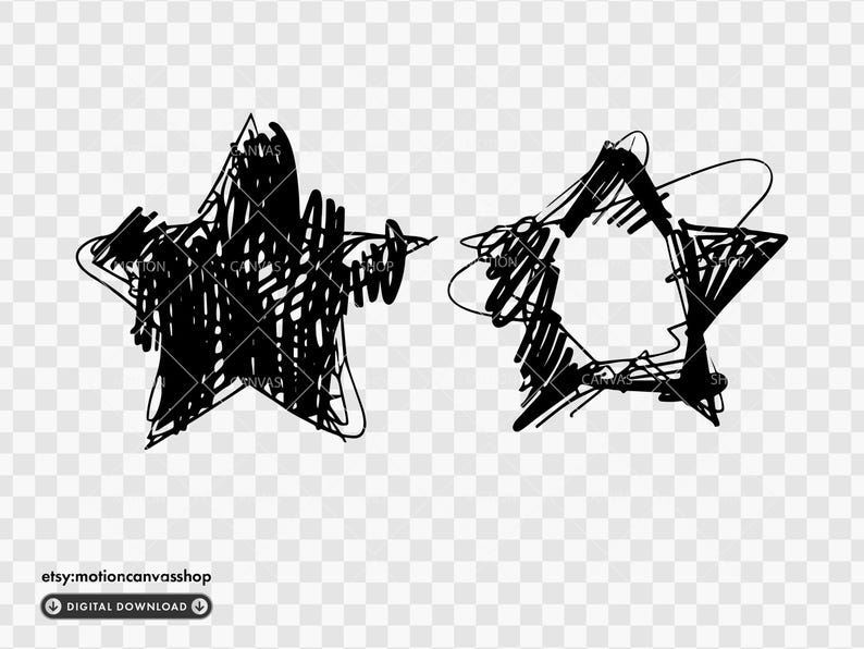 Hand Drawn Star SVG Bundle: Sketch Scribble Design Elements (digital ...