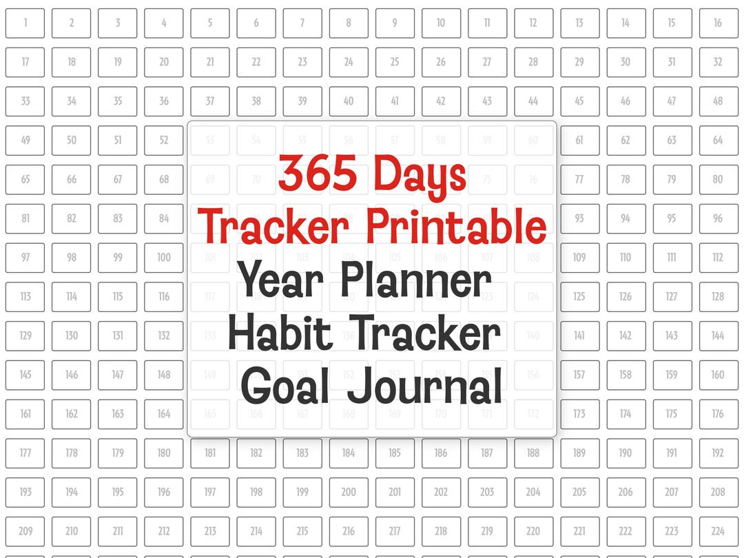365 Days Tracker Printable | Year Planner | Habit Tracker | Goal ...