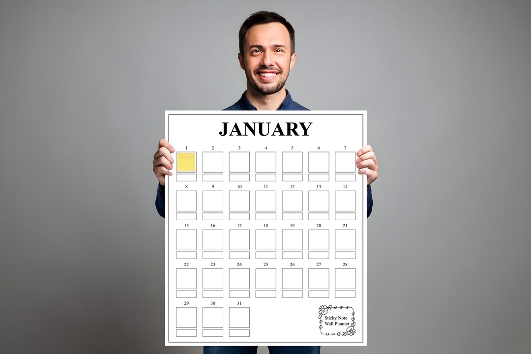 Sticky Note Wall Planner: Large Printable 12-month Calendar (PDF ...