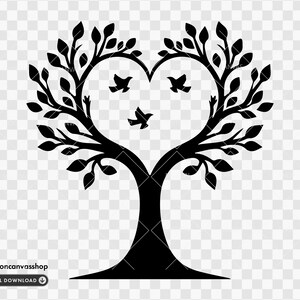 Heart Tree Clipart: Love Tree Silhouette SVG PNG AI (36 Designs) - Etsy