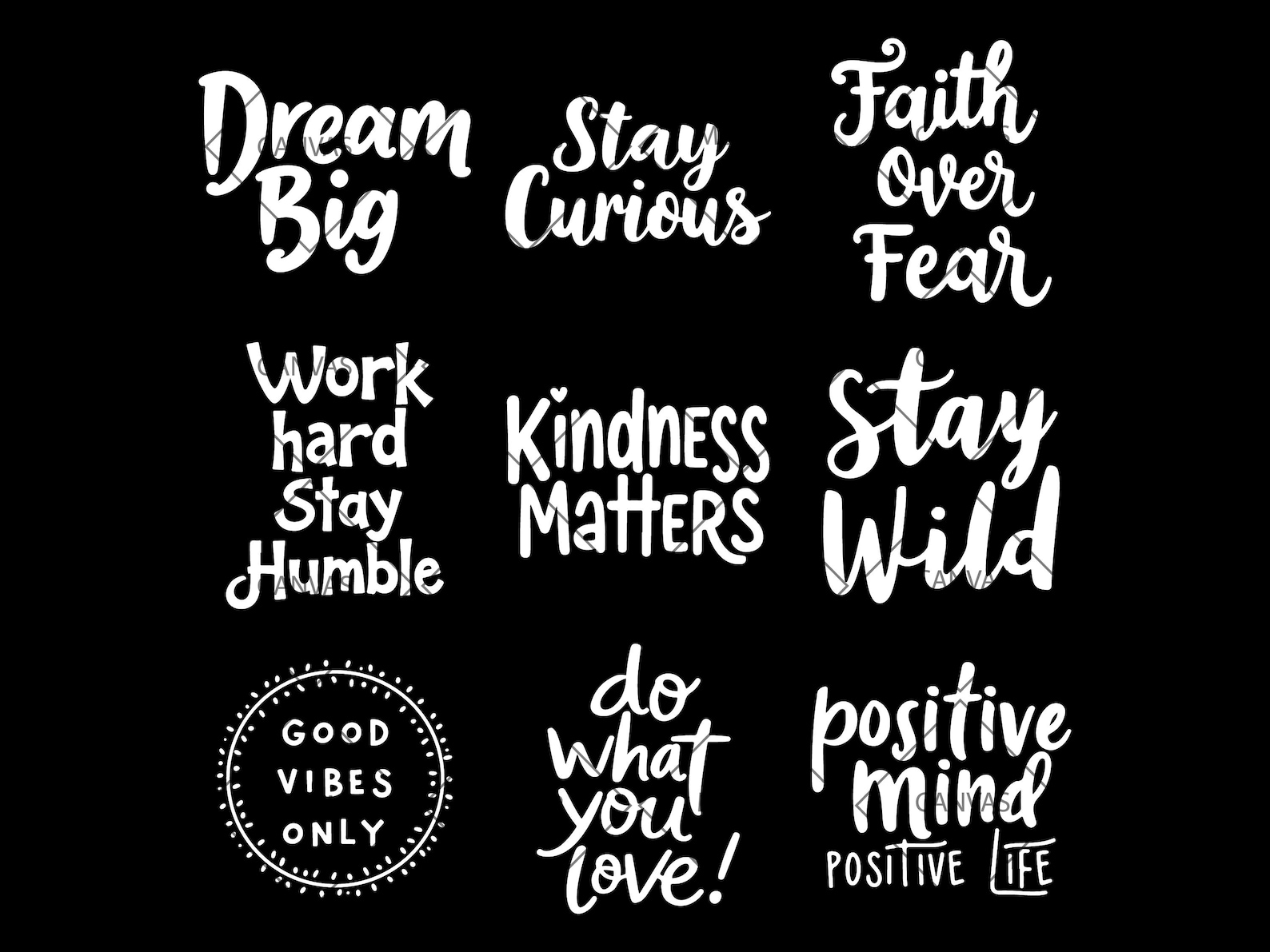 Hand-drawn Quote SVG Bundle: Inspirational Typography (digital Download ...