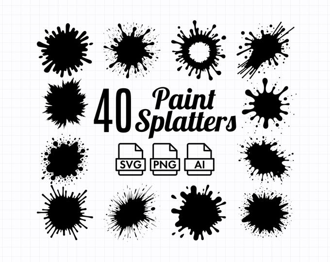 Ink Splatter Vector Clipart Set 1 / Outline & Stamp Graphic / Paint ...