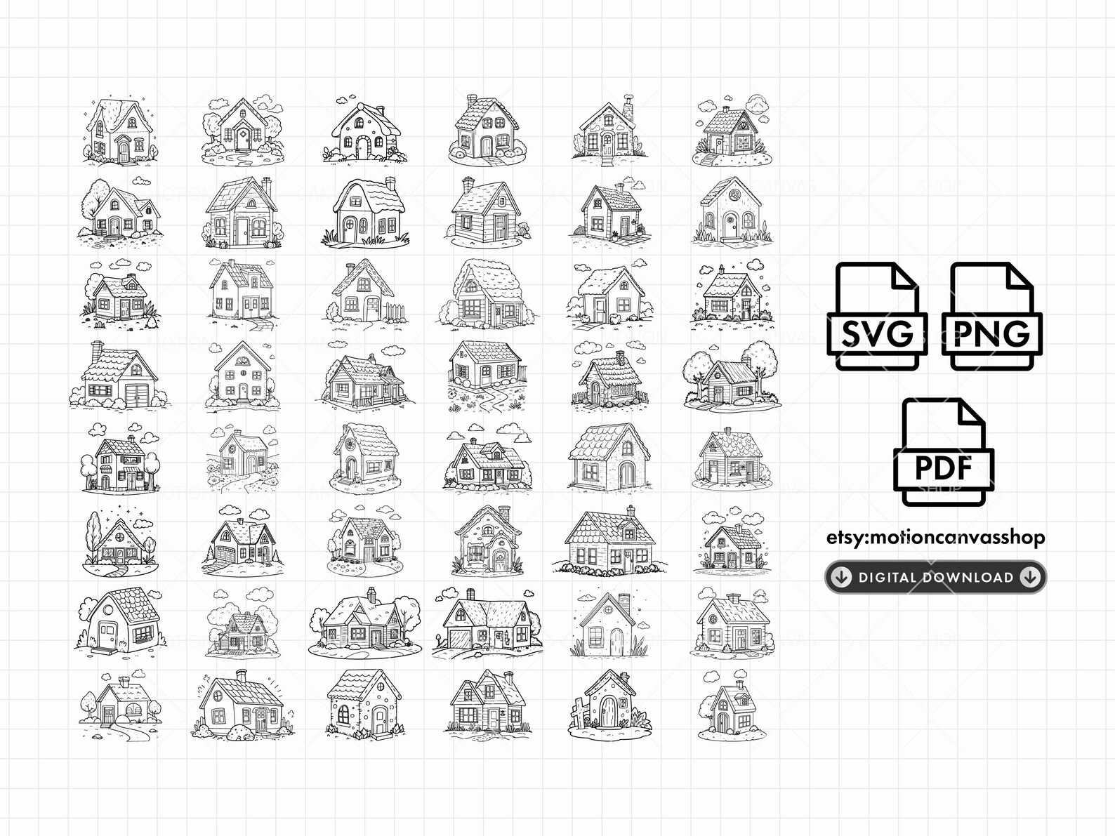 48 House & Home Sketches | Coloring Pages and Design Elements | SVG ...