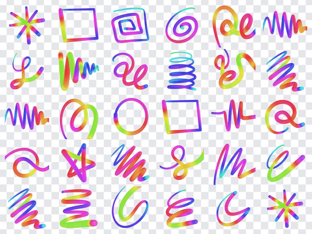 Hand Drawn Rainbow Lines Clipart PNG, 29 Colourful Brush Strokes ...