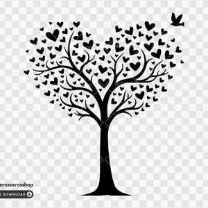 Heart Tree Clipart: Love Tree Silhouette SVG PNG AI (36 Designs) - Etsy