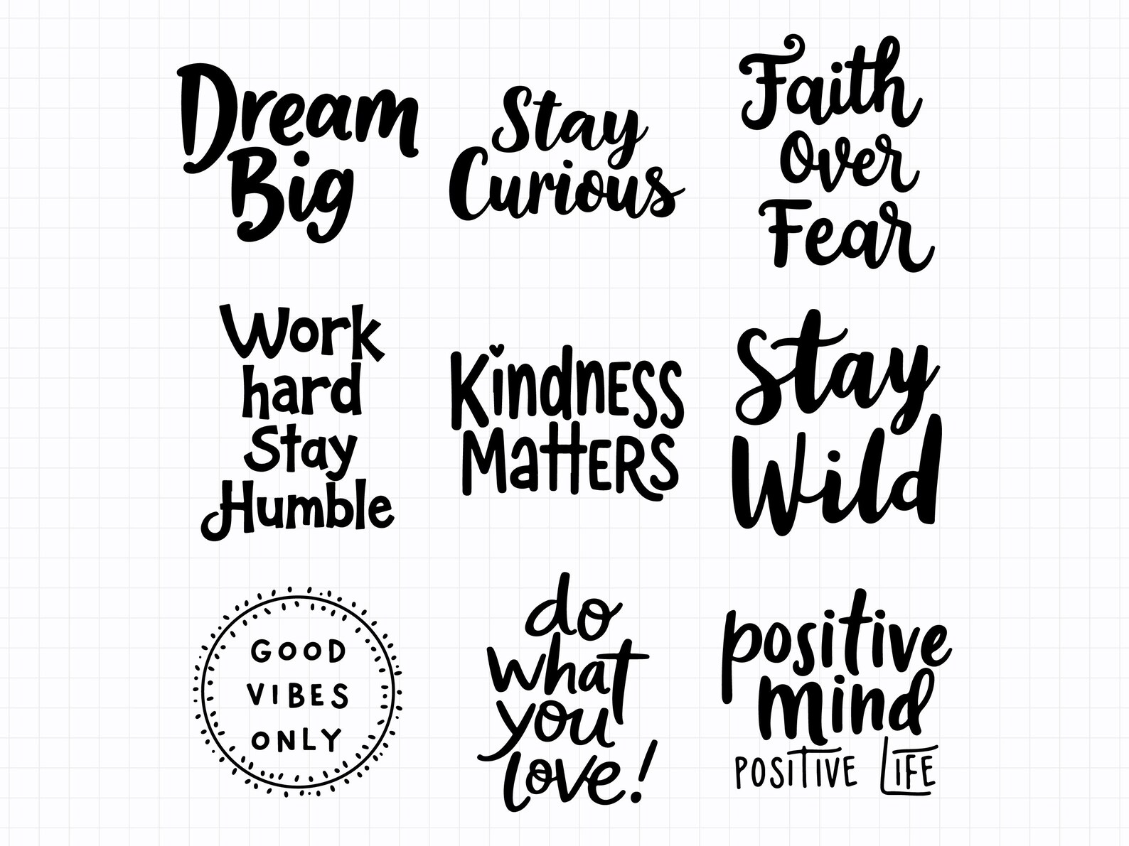 Hand-drawn Quote SVG Bundle: Inspirational Typography (digital Download ...