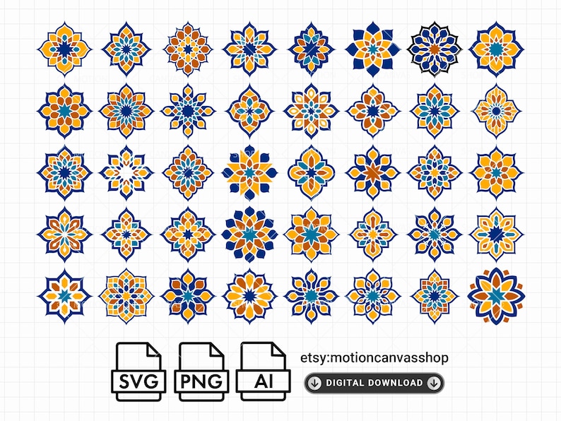 40 Islamic Pattern Designs | Arabic Geometric Ornaments | SVG AI PNG ...