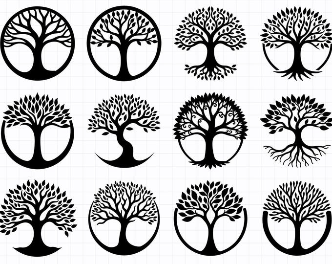 Tree of Life Silhouettes Part 2 AI (vector) & PNG, (they Are Not SVG ...
