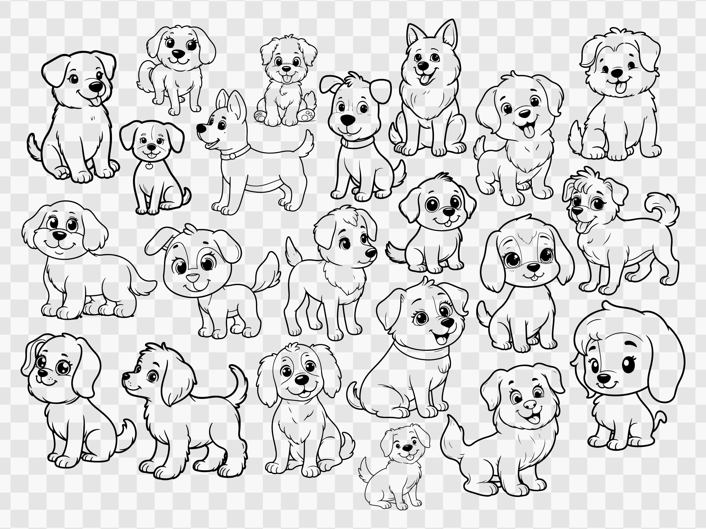Puppy Coloring Pages: 22 Dog Sketches, Kids Activity (digital Download ...