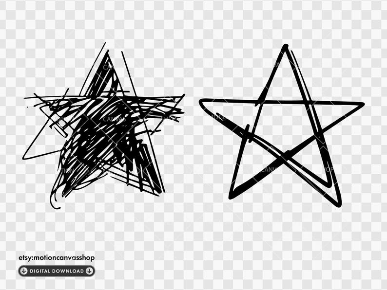 Hand Drawn Star SVG Bundle: Sketch Scribble Design Elements (digital ...