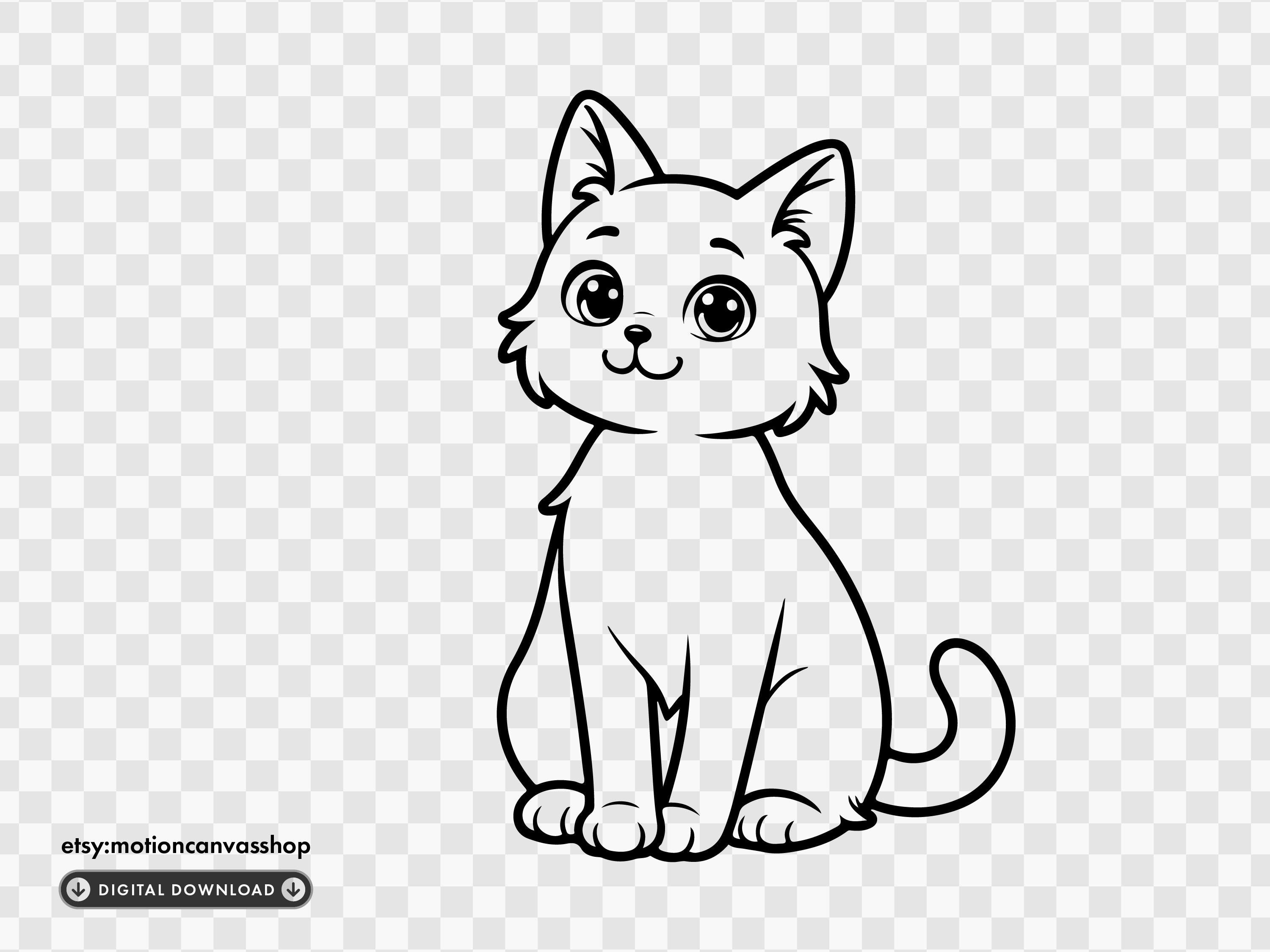 Cat Sketch Outline Bundle | Coloring Pages, Clipart (digital Download ...