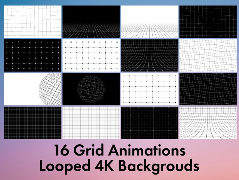 4K Grid Animation Backgrounds: Minimalist Motion Graphics (digital ...