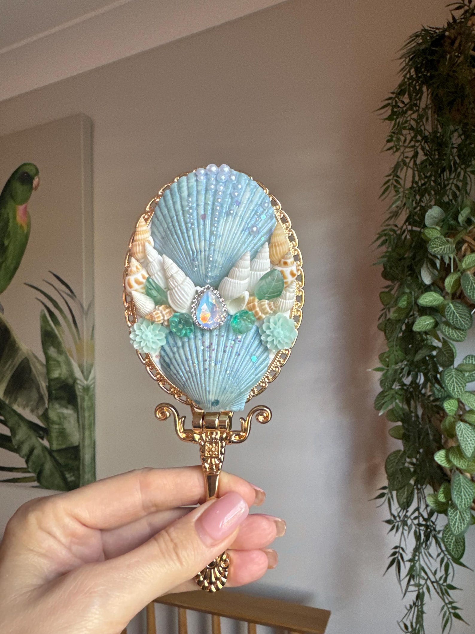 Shell Mirror, Handheld Mirror, Handmade Shell Mirror, Fancy Mirror ...