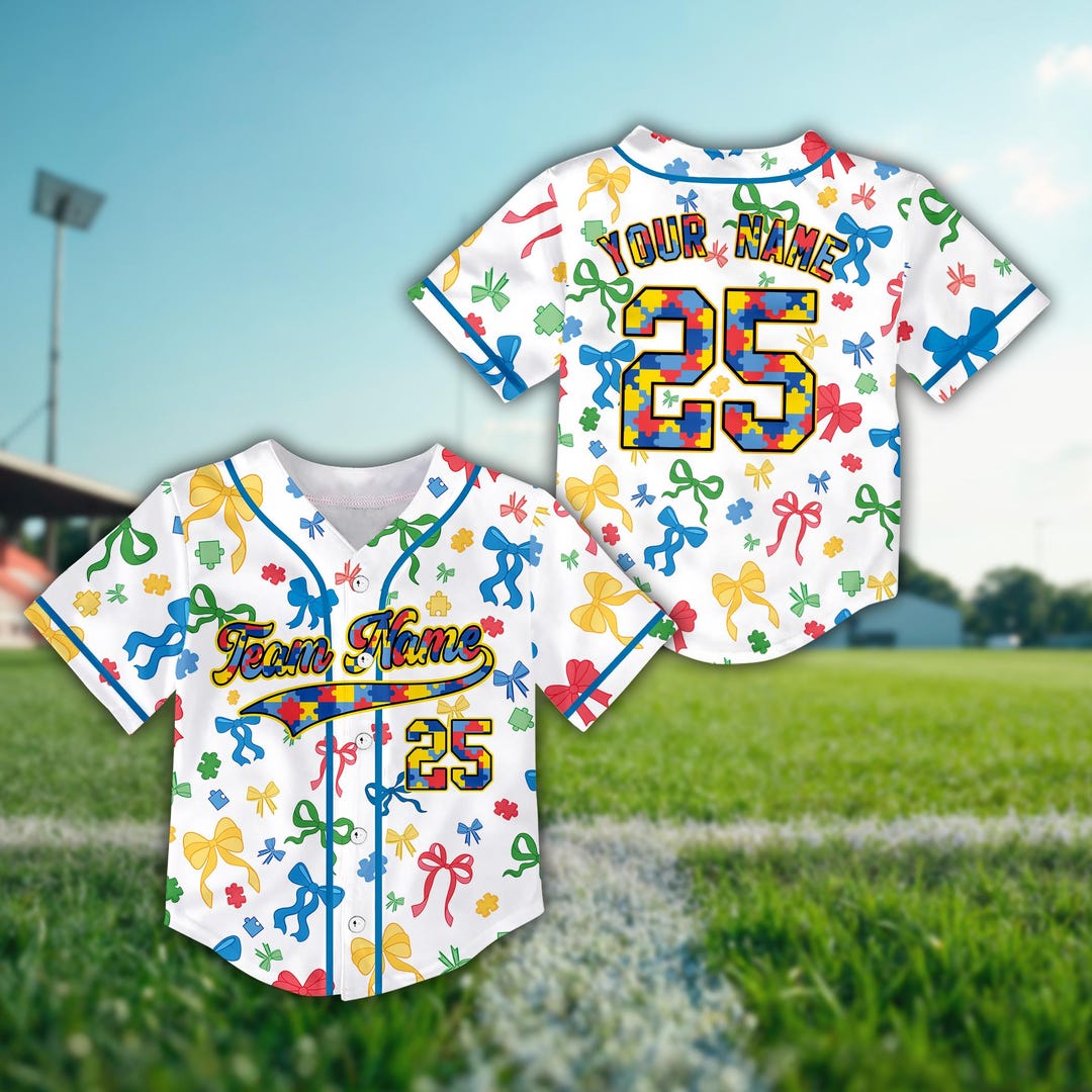 Personalized Name Puzzle Autism Awareness Baseball Jersey, Custom ...