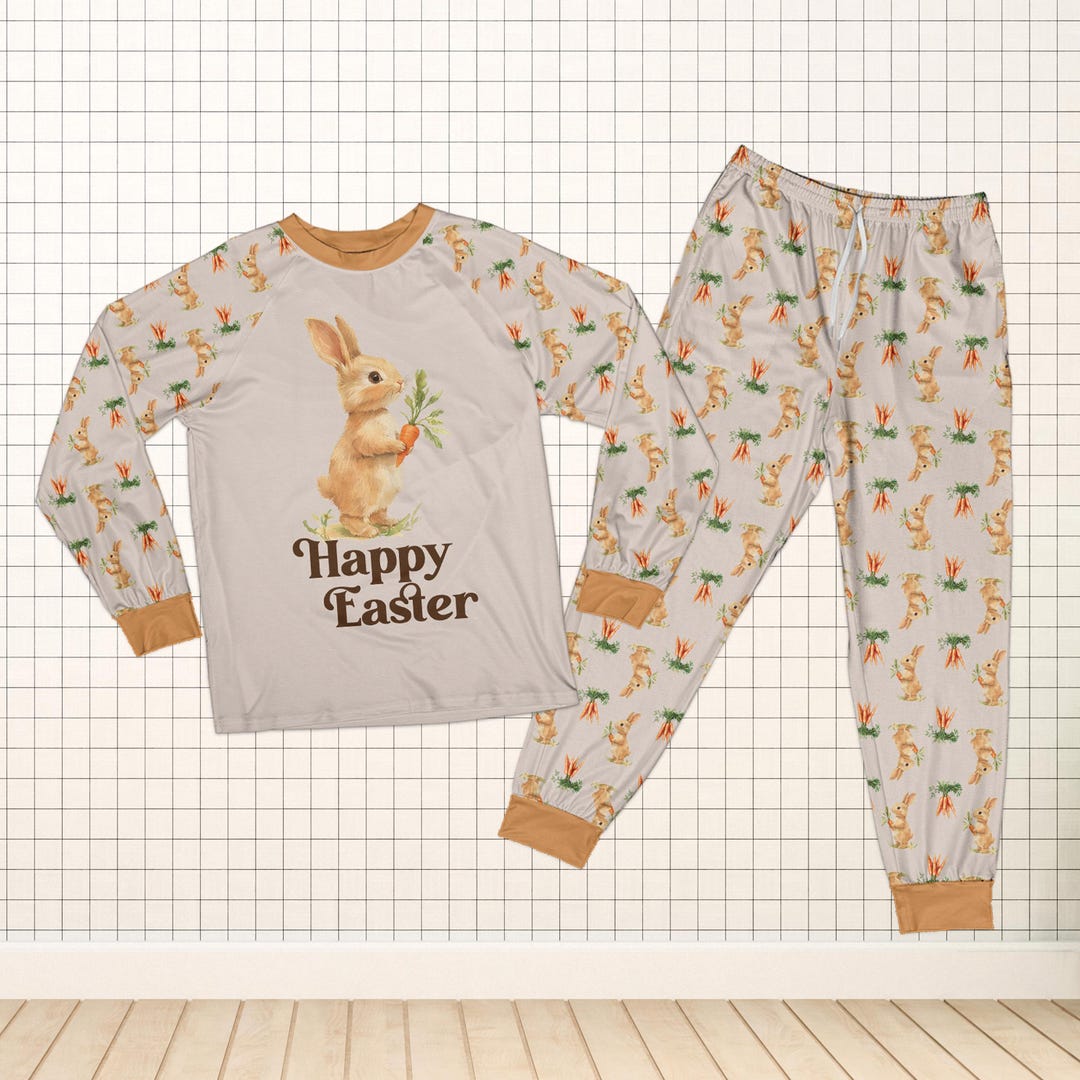Happy Easter Bunny & Carrot Pajama Sets, Matching Family Easter Pajamas ...