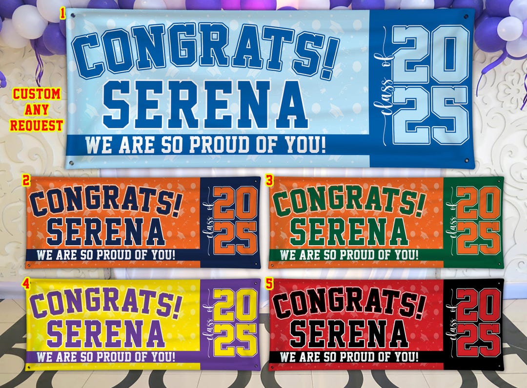 Personalized Name Graduation Banner, Custom Color Class of 2025 ...