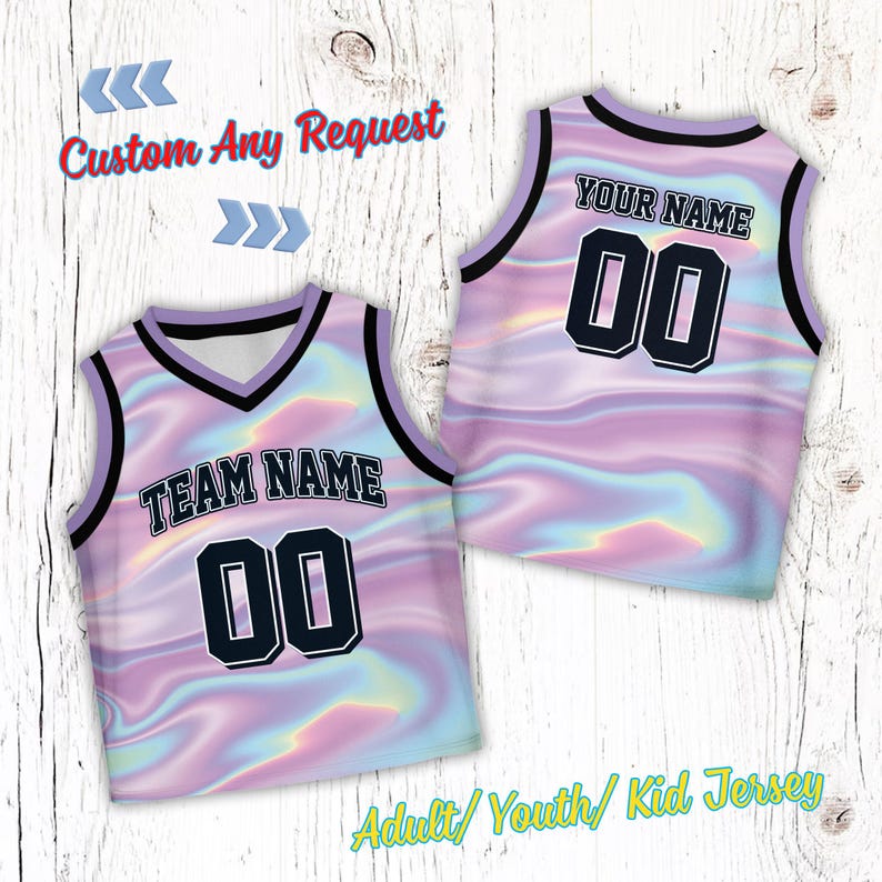 Personalized Name Iridescent Background Basketball Jersey, Custom ...