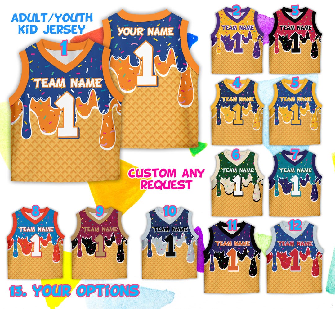 Personalized Name Ice Cream Drip Basketball Jersey, Custom Dripping ...