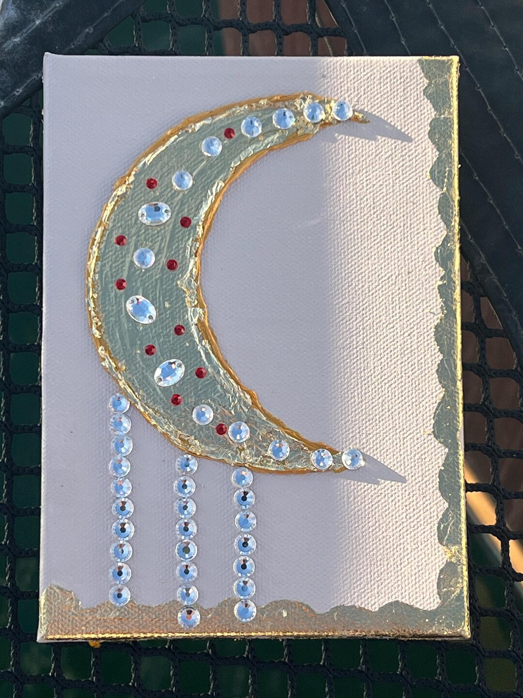 Moon Phase Painting, Acrylic, Crystals, One Off, One of a Kind, Hand ...