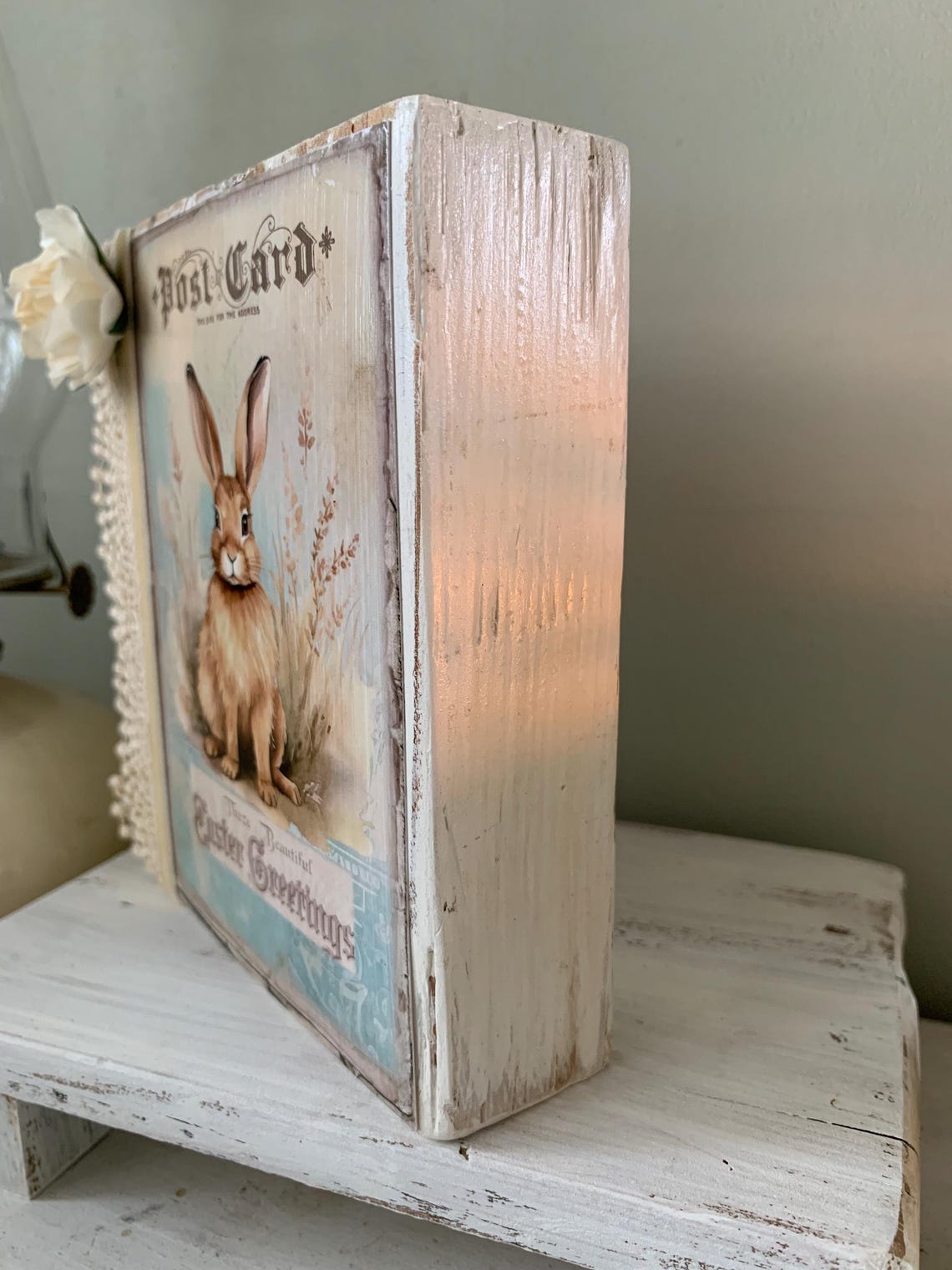 Adorable Vintage Easter Bunny Reclaimed Wood Sign Sweet Housewarming or ...
