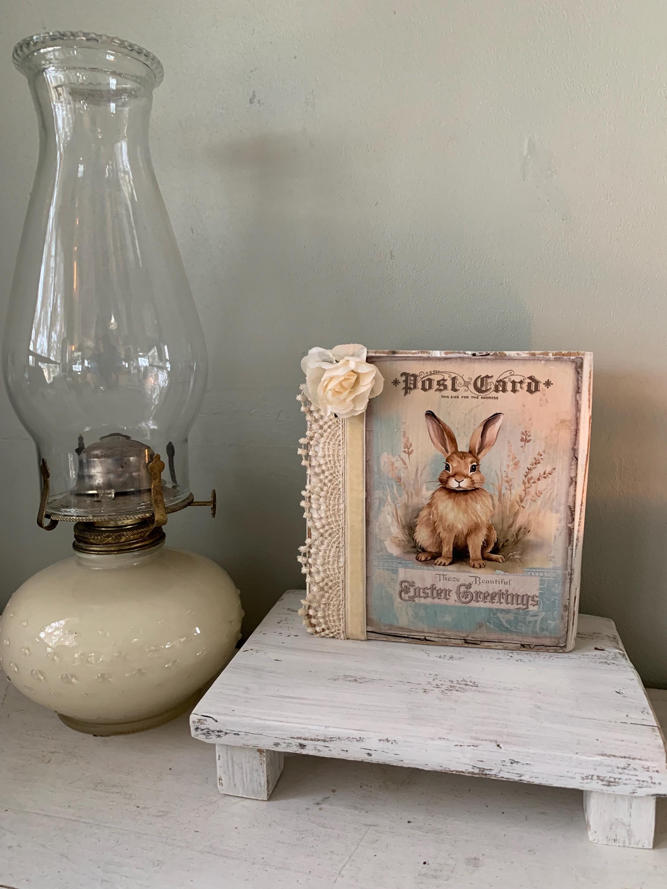 Adorable Vintage Easter Bunny Reclaimed Wood Sign Sweet Housewarming or ...