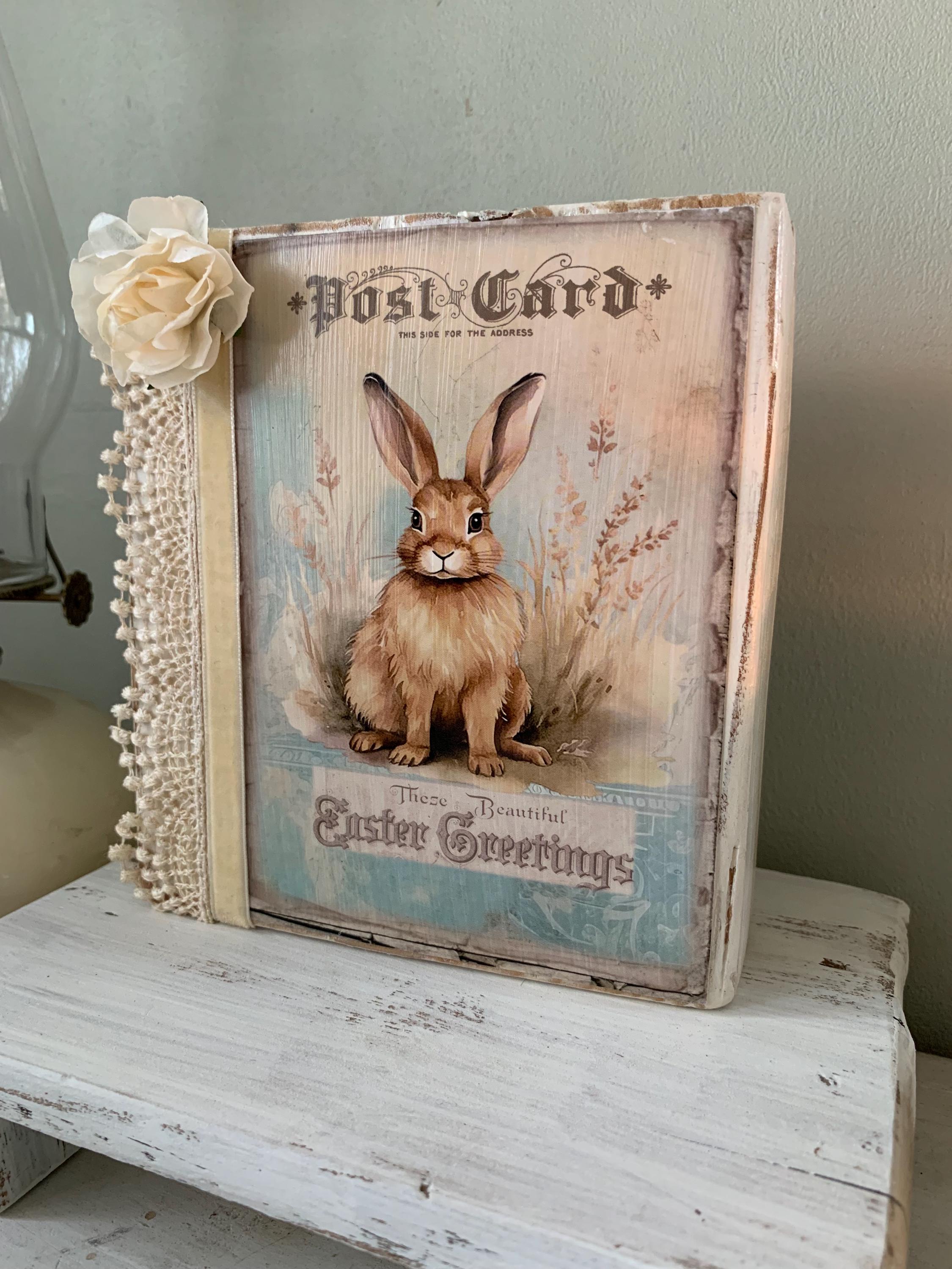 Adorable Vintage Easter Bunny Reclaimed Wood Sign Sweet Housewarming or ...