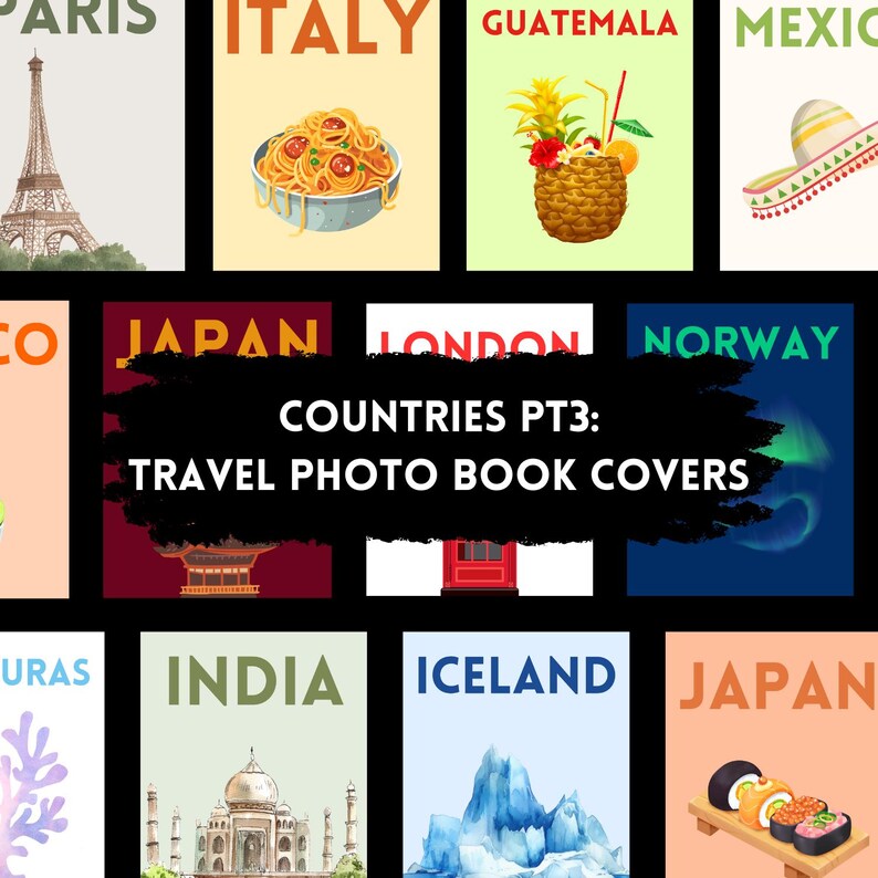 COUNTRIES 3 Travel Photo Book Covers (front and Back Covers) - Etsy