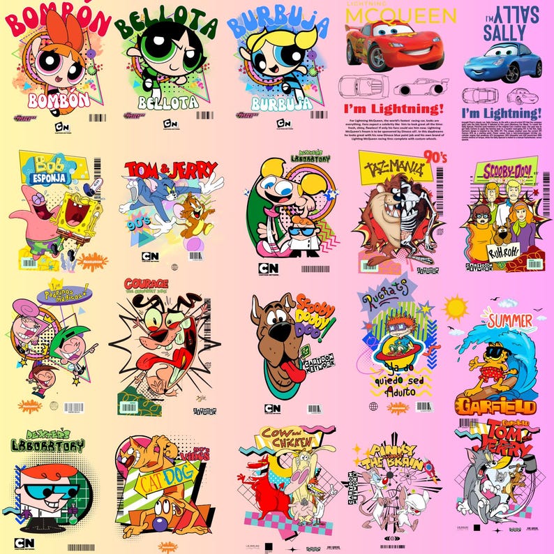 Clip art Retro Designs of Iconic 90s Cartoons! Bundle x78 Classic TV ...