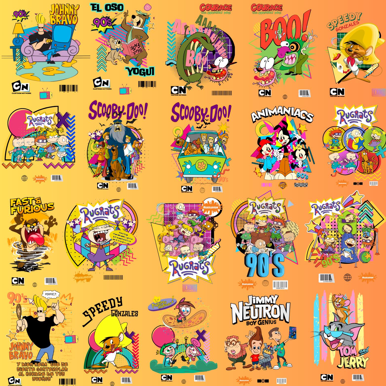 Clip Art Retro Designs of Iconic 90s Cartoons! Bundle X78 Classic TV ...