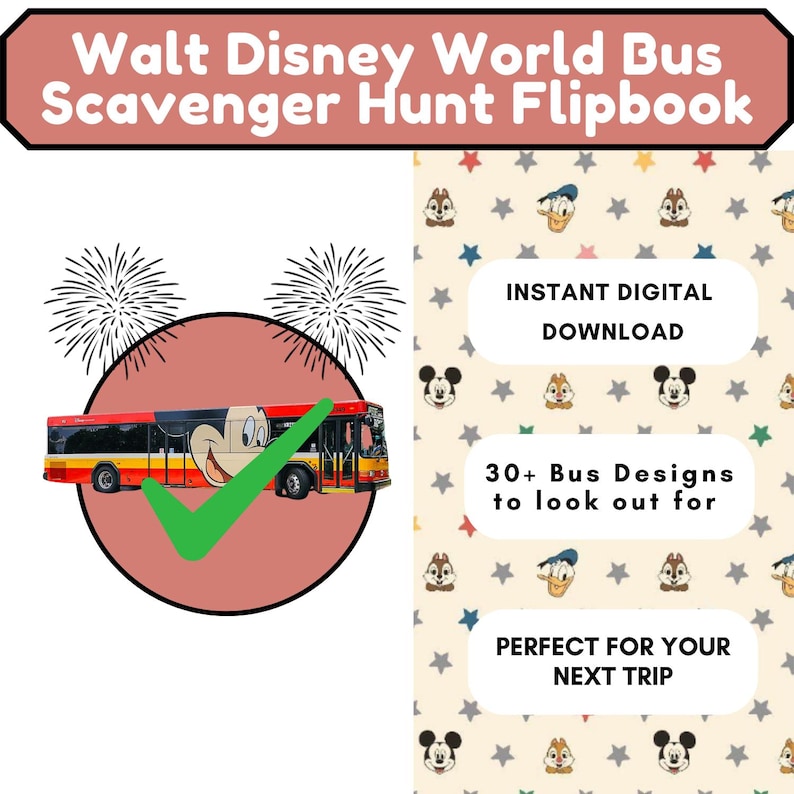 Walt Disney World Buses Scavenger Hunt Printable Flipbook - Etsy