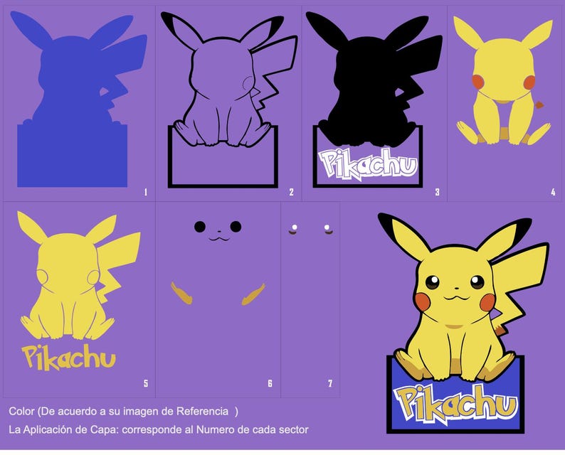 Pikachu Multilayer SVG Layered Design, Anime Character Plywood Cutting ...