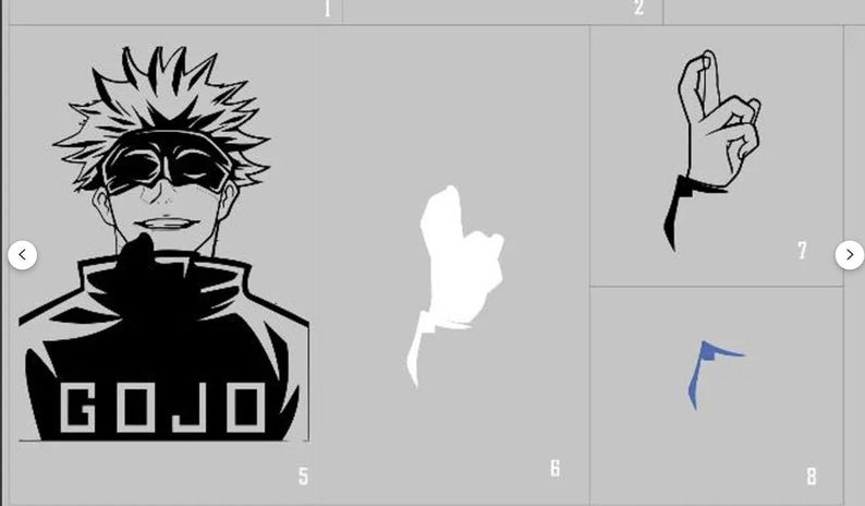 Layered Design Anime Gojo SVG Vector 8 Layers J.uj.utsu K.ai.se.n File ...