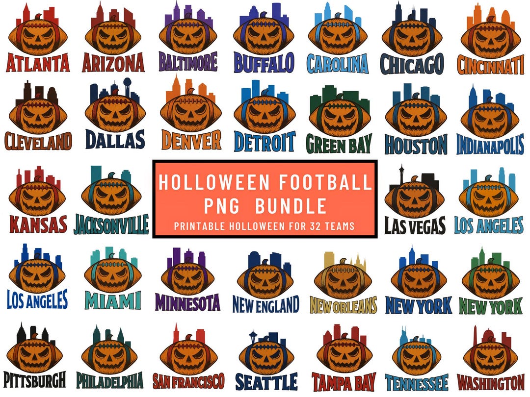 Halloween Football Team Pumpkin Logos: 32 PNG & SVG Designs (digital ...