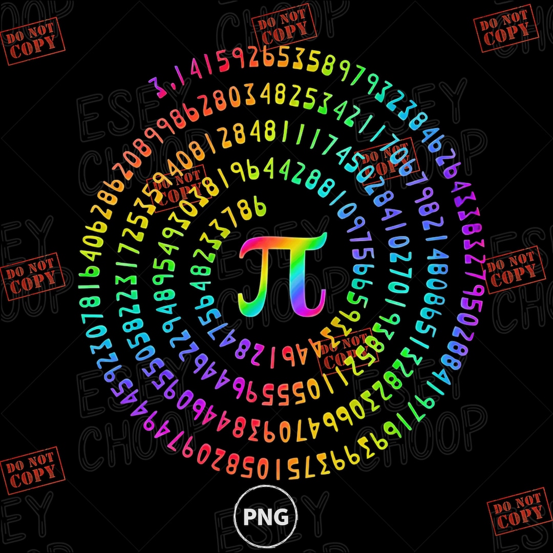 Pi Day Sublimation PNG, Rainbow Pi Symbol Spiral Design, Math Teacher ...