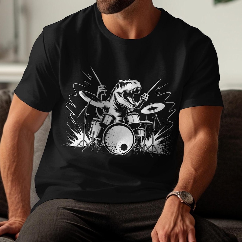 Dinosaur Drummer SVG PNG | T Rex Playing Drums Design | Funny Dino Music Clipart | Drumming ...