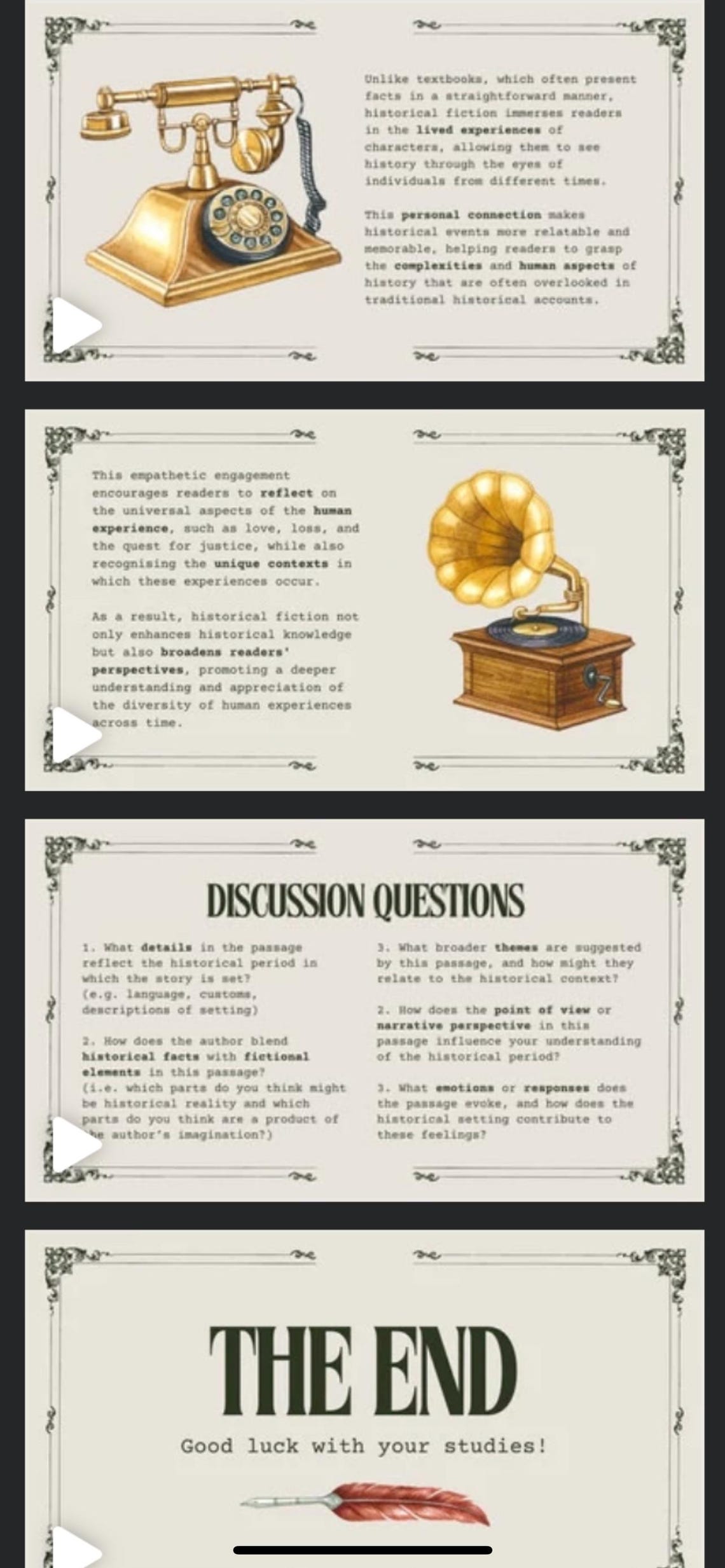 Powerpoint Template - Historical Fiction Genre Educational in Neutral ...
