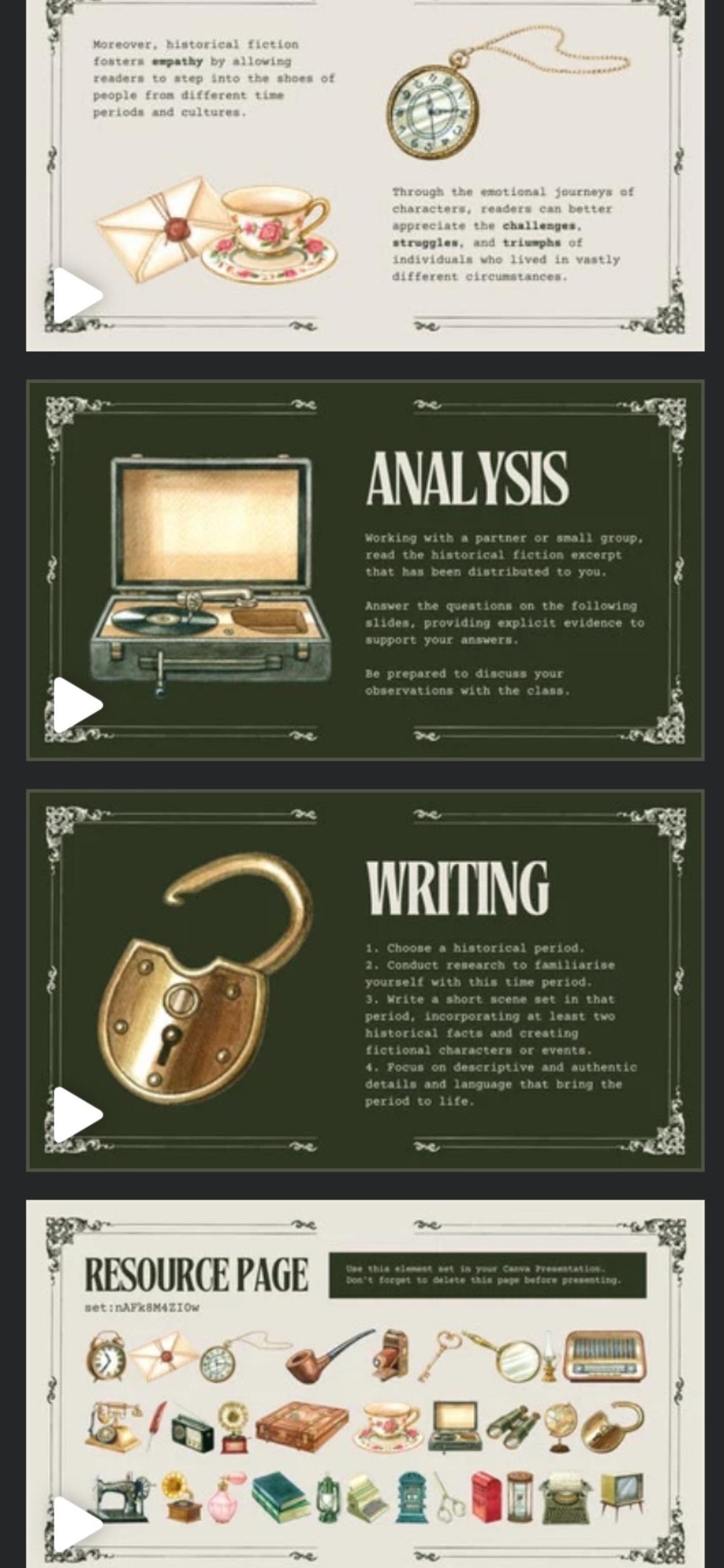 Powerpoint Template - Historical Fiction Genre Educational in Neutral ...