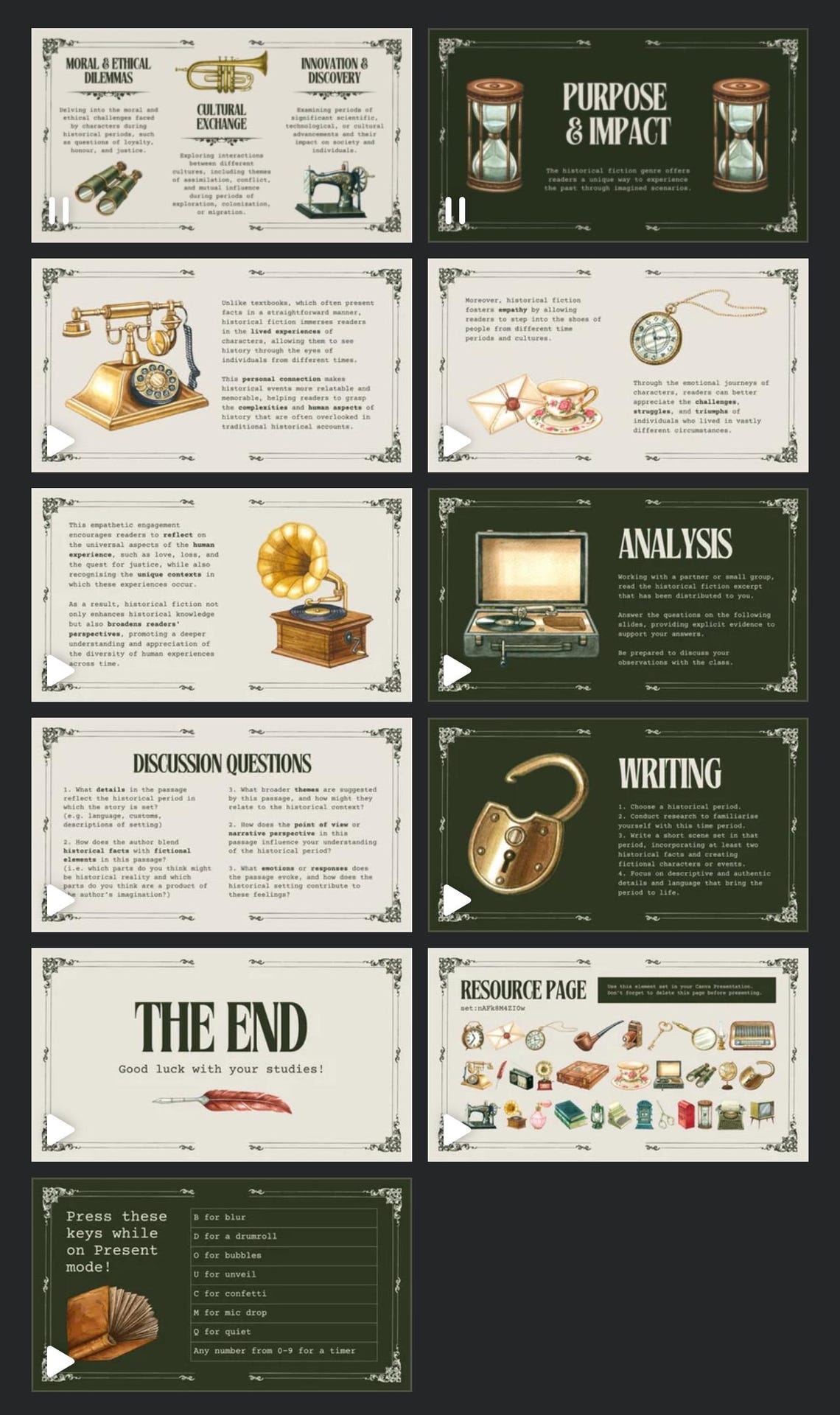 Powerpoint Template - Historical Fiction Genre Educational in Neutral ...