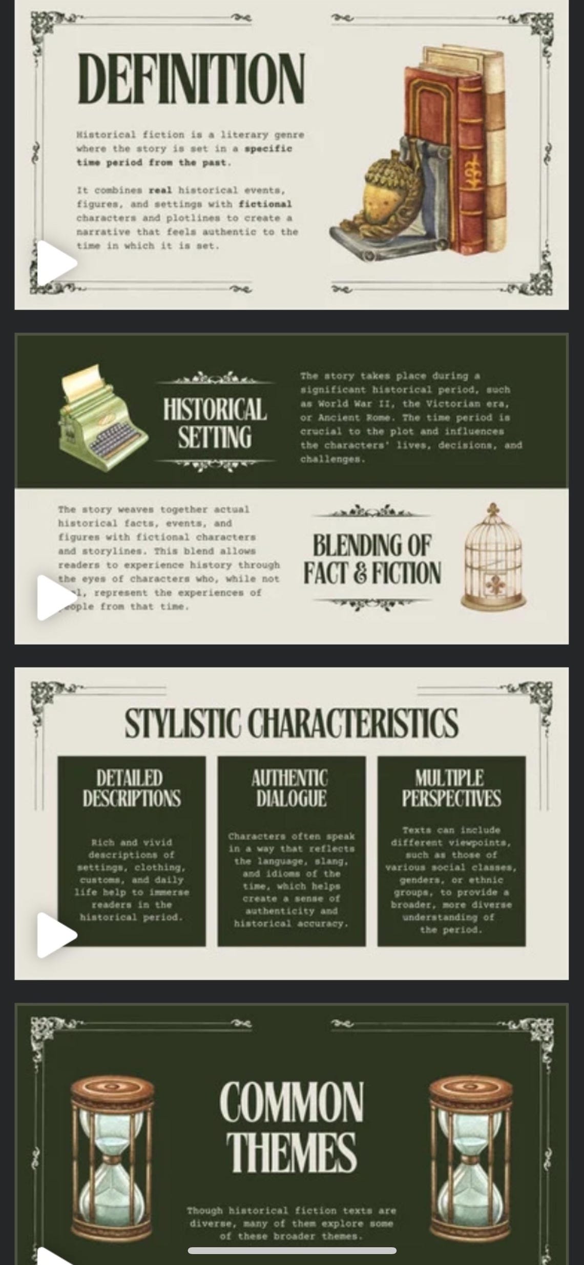 Powerpoint Template - Historical Fiction Genre Educational in Neutral ...