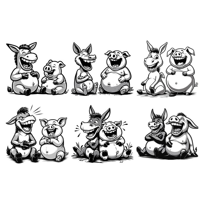 Donkey and Pig SVG, Engraving File for Laser Machines, Clipart for ...