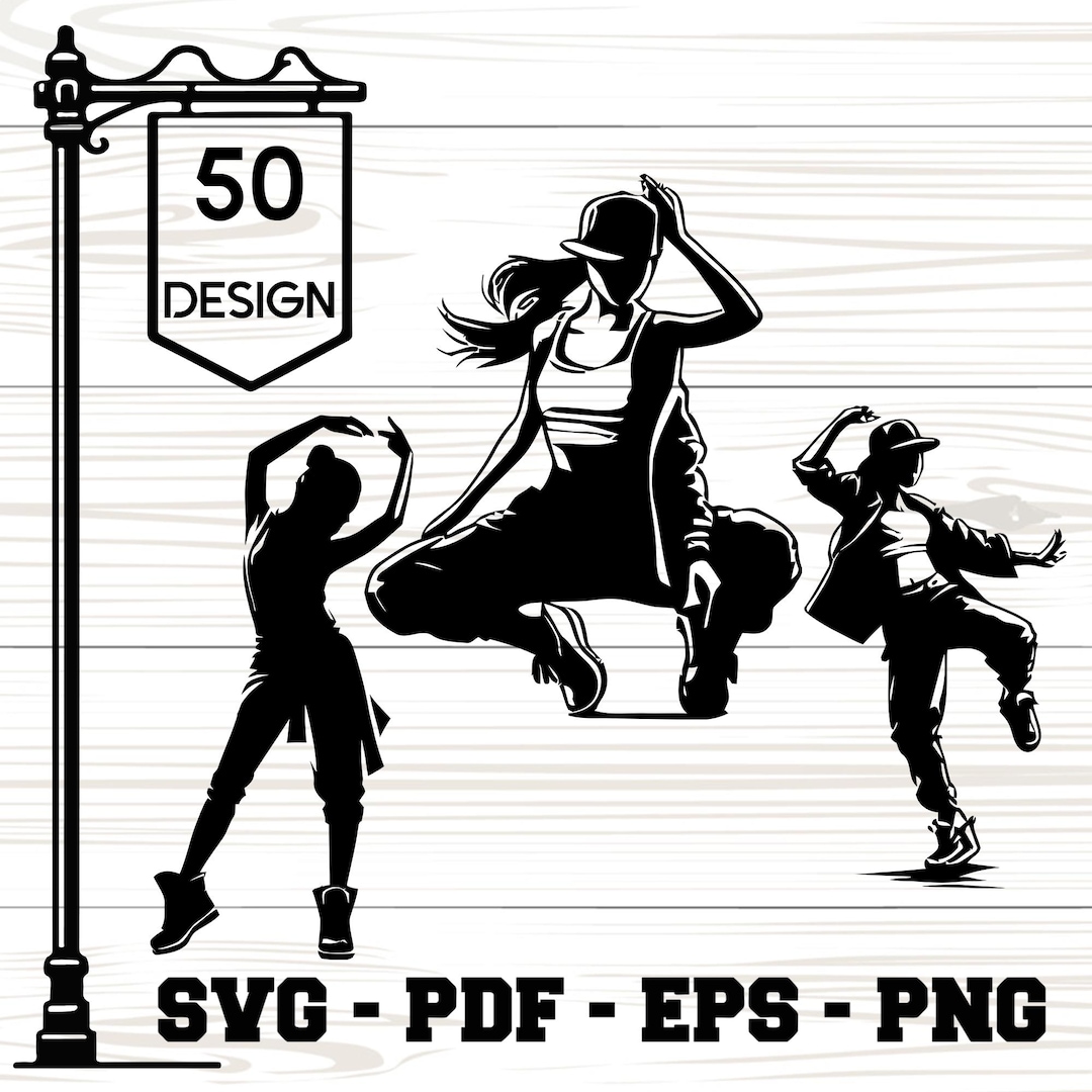 Hip-hop Dance Girls SVG - PNG - Silhouette Design for Sublimation ...