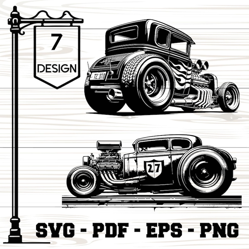 Rat Rod SVG: Vintage Hot Rod Silhouette - Decals, T-shirts (digital ...