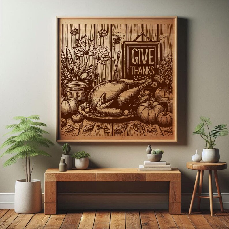 Thanksgiving SVG: Engraving, Turkey, Pumpkins, Leaves Cut File (digital ...