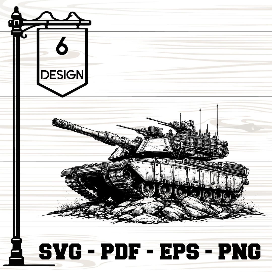 Military Tank SVG: Army Vehicle Vector Design for Cricut, Laser Cutting ...