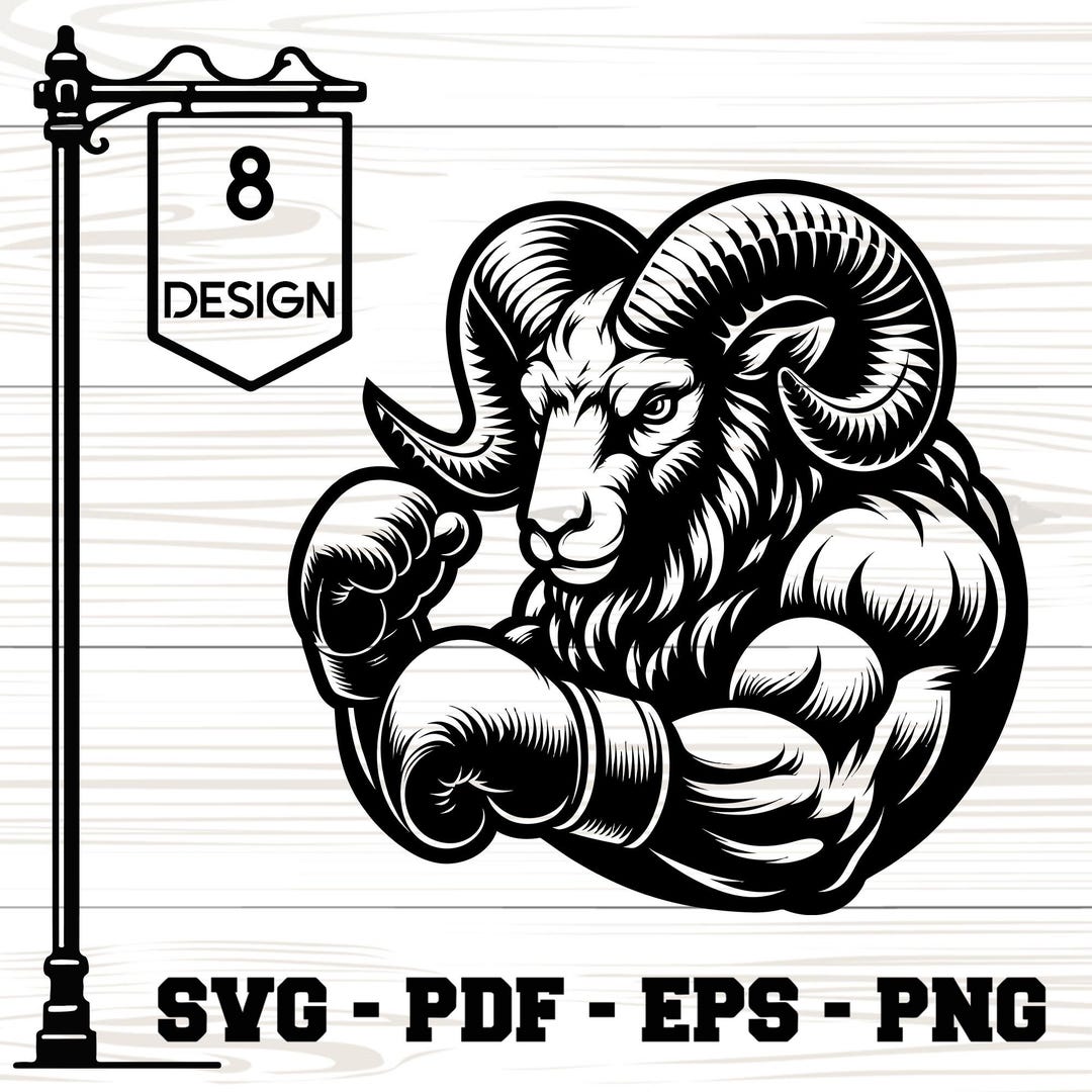 Boxing Ram SVG, Engraving File for Laser Machines, Clipart for Cricut ...